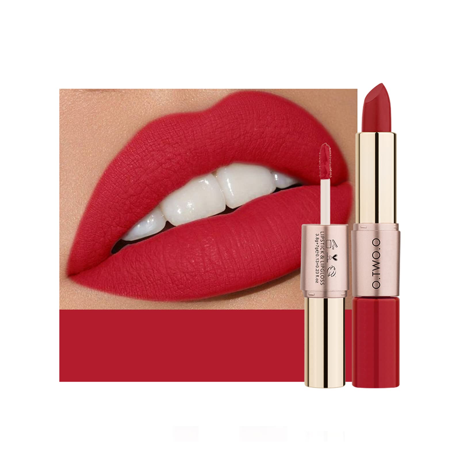 KUAILEGO ROSE GOLD 2 In 1 Matte Lipstick & Liquid Lipstick, Matte Finish, Nude, Full Color Lipstick, Long Lasting Waterproof Velvet Lip Gloss (04)