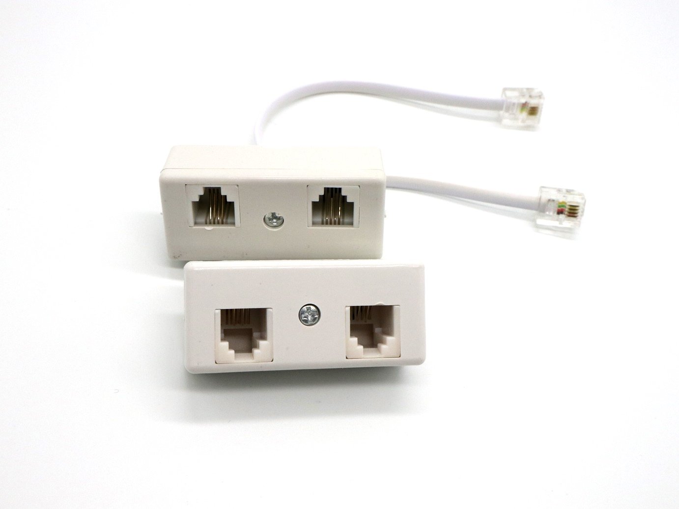 JDYYICZ 2 Pcs 2-Way RJ11 Telephone Plug to RJ11 Socket Adapter and Splitter for Landline Telephone