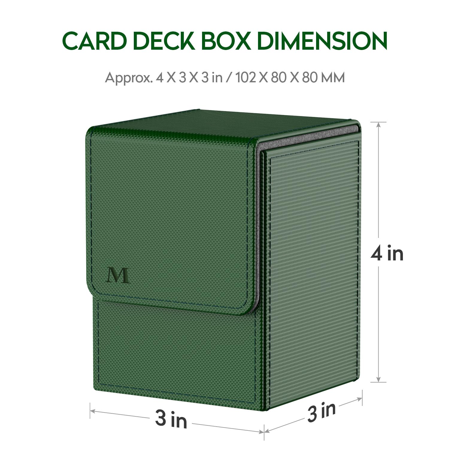 MIXPOET Deck Box compatible with MTG Cards, Trading Card Case with 2 Dividers per Holder, Large Size for 100+ Cards (Marvelous-Green)