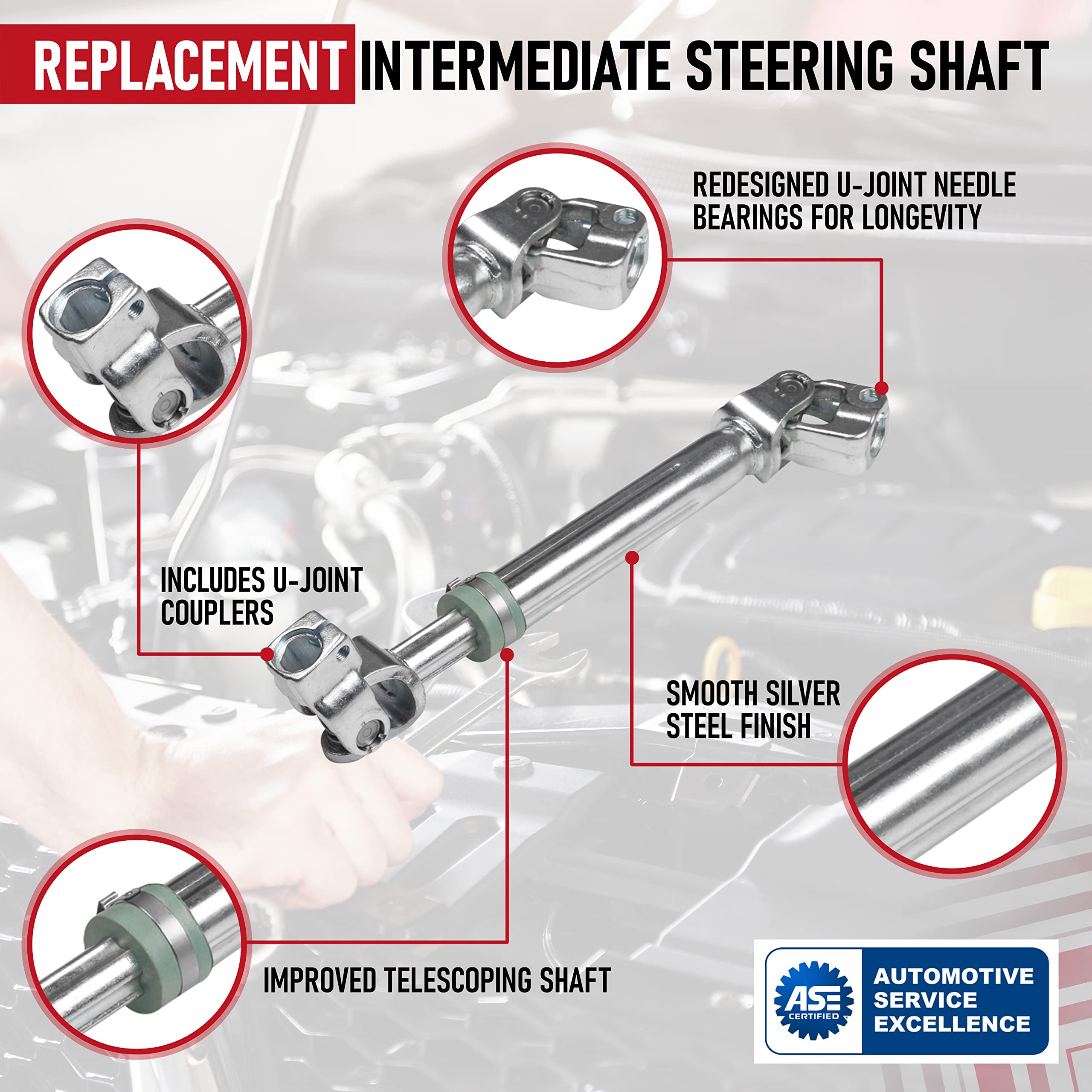 Intermediate Steering Shaft with U Joint Coupler - Replaces 8L1Z-3B676-A - Compatible with Lincoln Navigator and 2009-2014 Ford F150 and 2007-2014 Expedition