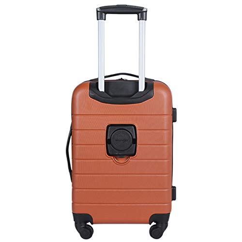 Wrangler Smart Luggage Set with Cup Holder and USB Port, Burnt Orange, 20inch,24inch,28inch