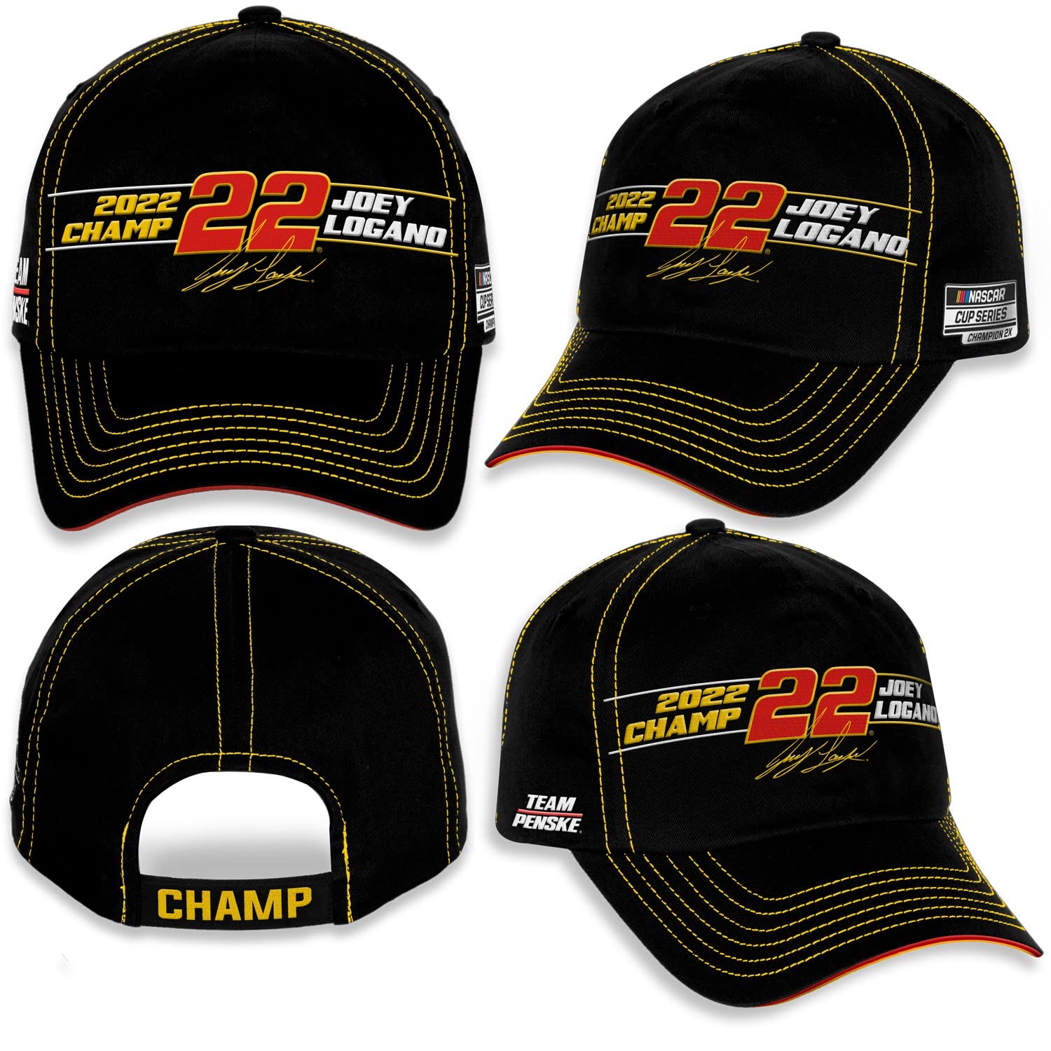 Joey Logano #22 All Black Team Penske 2022 Champ NASCAR Adjustable Hat