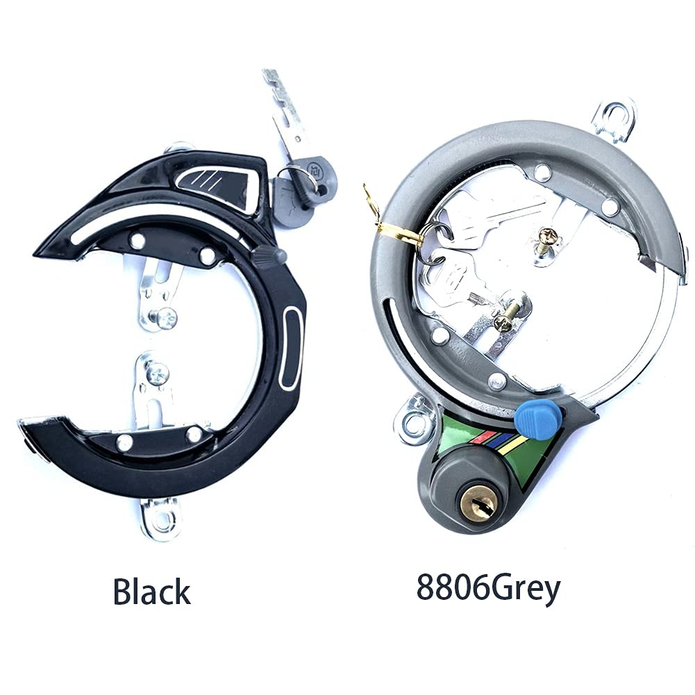 LMNUY u Lock for Bicycle Security Accessories Iron Rustproof Universal Bicycle Lock Practical Durable Riding Anti Theft Tool 2 Keys Horseshoe Shape Bike Lock (Color : 8806Grey)