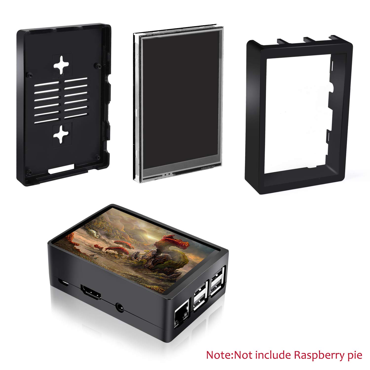 kuman Raspberry Pi 3 B+ 3.5 Inch Touch Screen with Case, 320x480 Pixel Monitor TFT LCD Game Display [Support Raspbian, Ubuntu, RetroPie, Kali]