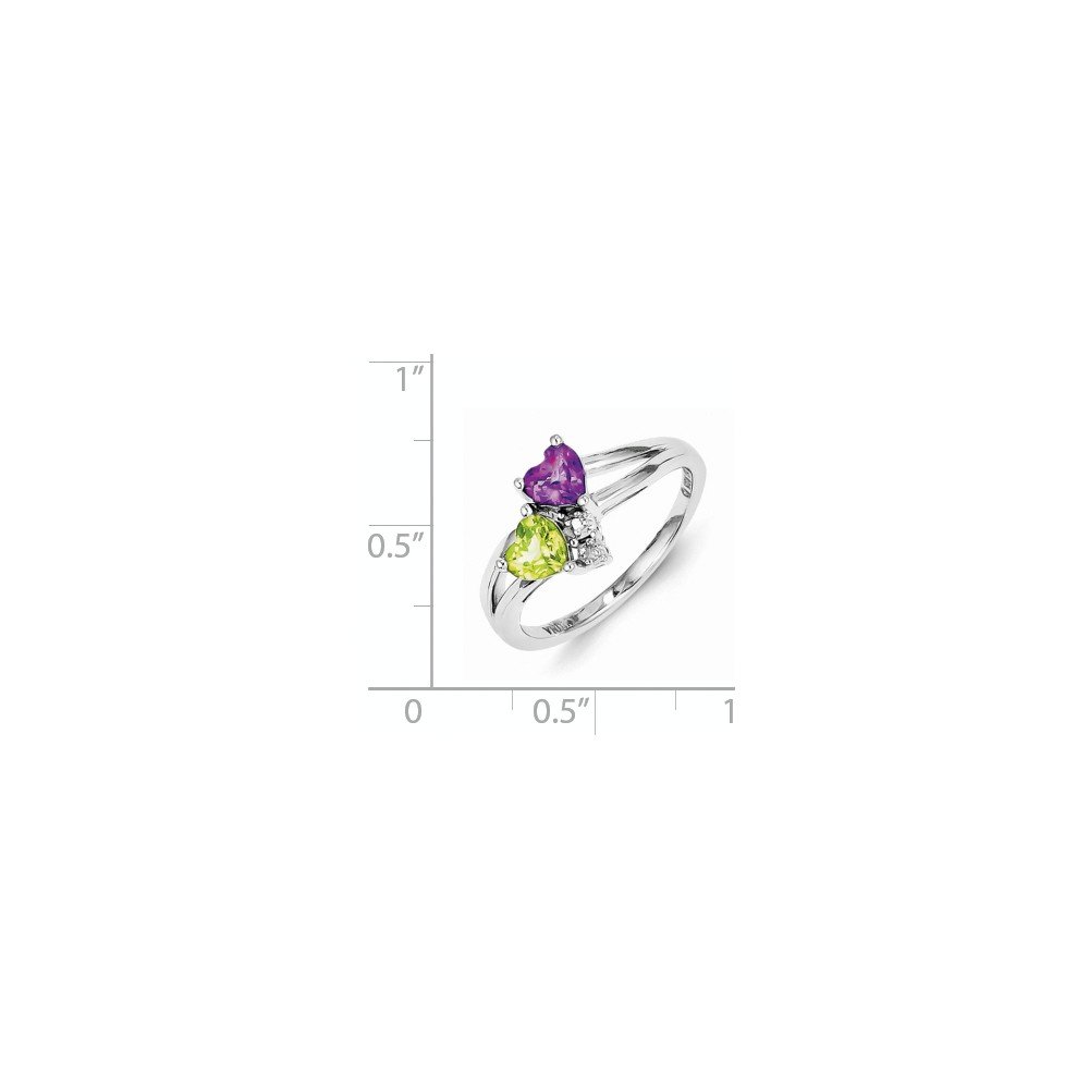 JOlivers Sterling Silver Amethyst & Peridot Diamond Ring