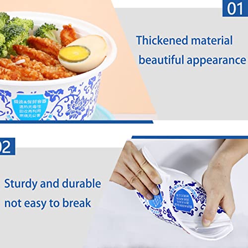 Zhongzheng (24oz) Round Meal Prep Containers,Plastic Meal Prep Bowls with Lids,Reusable Food Storage Containers,Disposable salad bento box sets,Stackable, Microwaveable, Fridge Safe.(25 Sets)