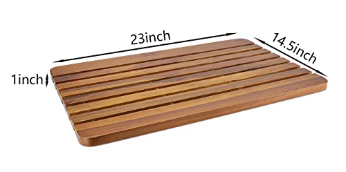 TeakCraft Teak Shower Mat, 24 Inch, Non Slip, The Troy