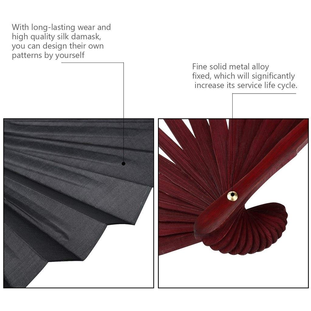 MEING Folding Fan Chinese Classical Style Folding Fan Folding Portable Retro Folding Fan Handheld Fans Wedding Party Gift Hand Folding Fans (Color : Black)