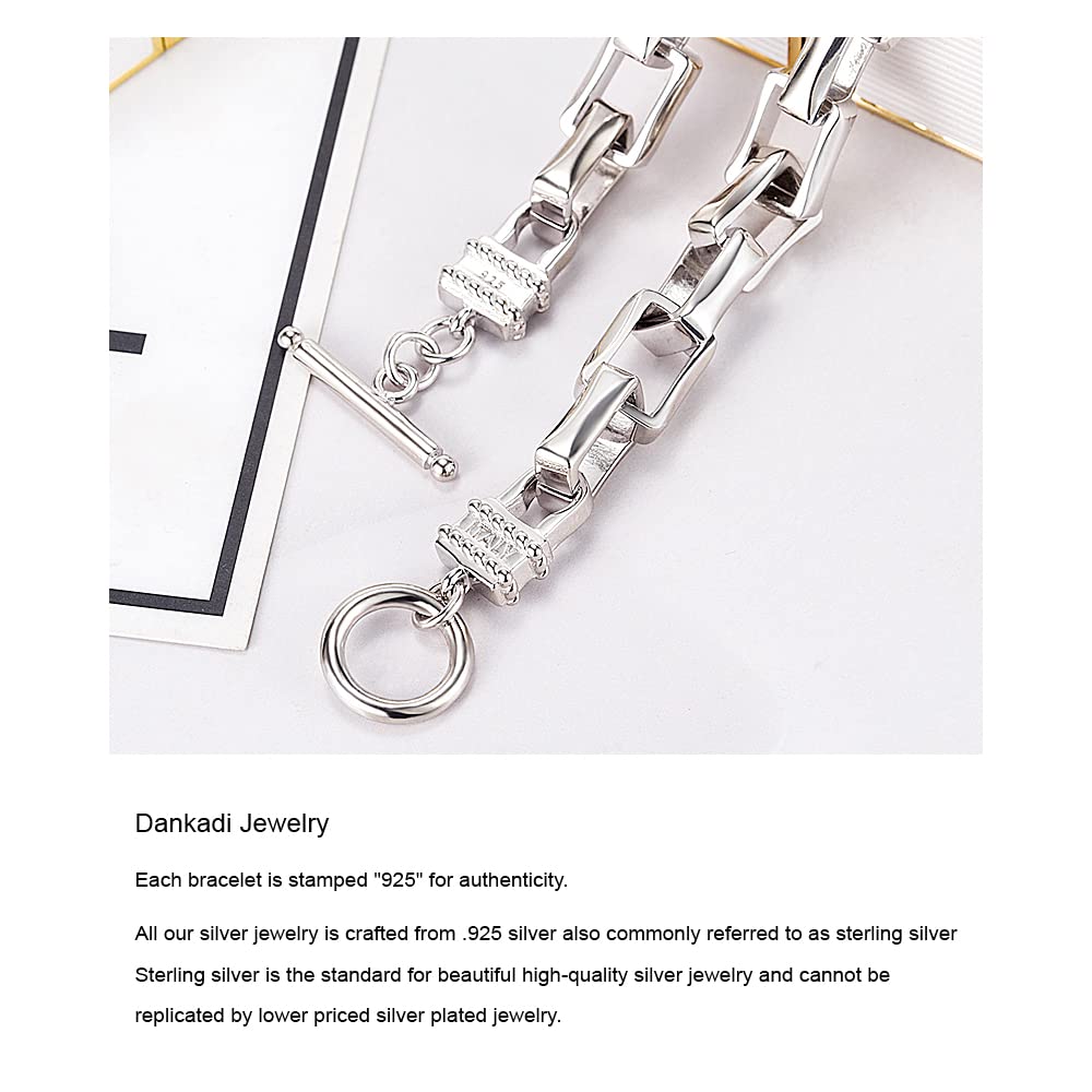 Meilanduo Solid 925 Sterling Silver Cube Link Chain Two Locks Necklace Chunky Thick Large Necklace 10.5mm Heavyweight Necklace for Men & Women (22 Inches)