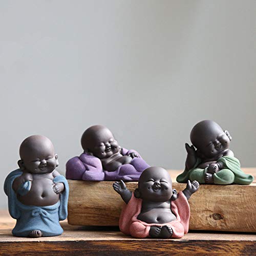 Kingzhuo Ceramic Little Cute Baby Buddha Statue Monk Figurine Buddha Figurines Home Decor Creative Baby Crafts Dolls Ornaments Gift Delicate Ceramic Arts and Crafts (Red)
