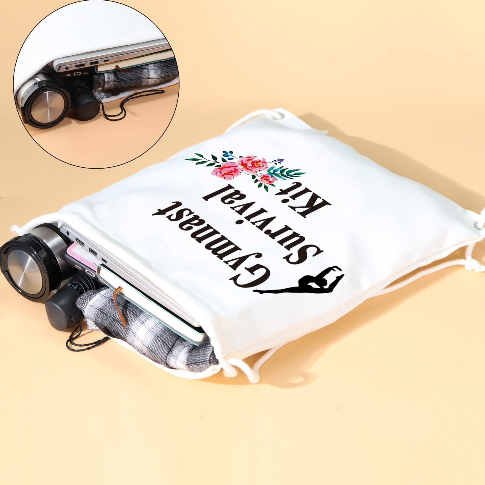 PXTIDY Gymnast Survival Kit Gymnastics Drawstring Bag Gymnastics Competition Bag Gym Bag Gymnastics Team Gift (Drawstring Bag)