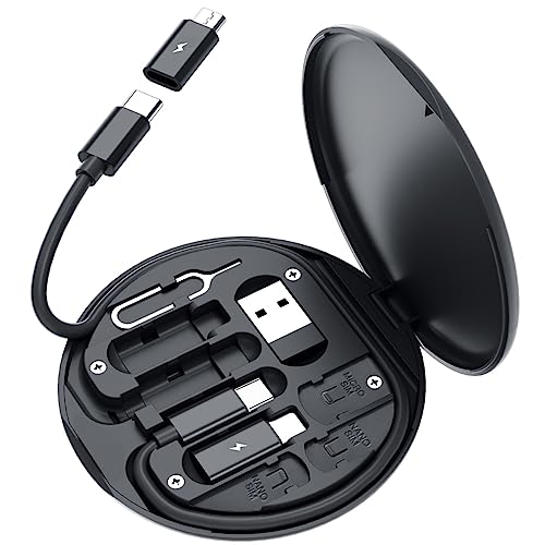 Yesimla USB C Adapter OTG Cable Kit, Multi Charging Cable Case Convertor USB C to iOS Device/Type C/Micro/USB A Adapter, Data Transfer Contains Card Slot for Traveling, Use as Phone Holder (Black)