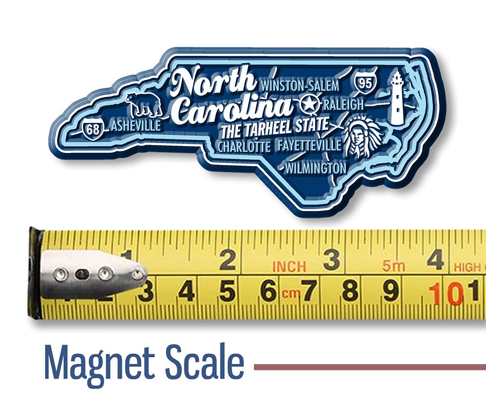North Carolina Premium State Magnet by Classic Magnets, 2.5" x 1.6", Collectible Souvenirs Made in The USA