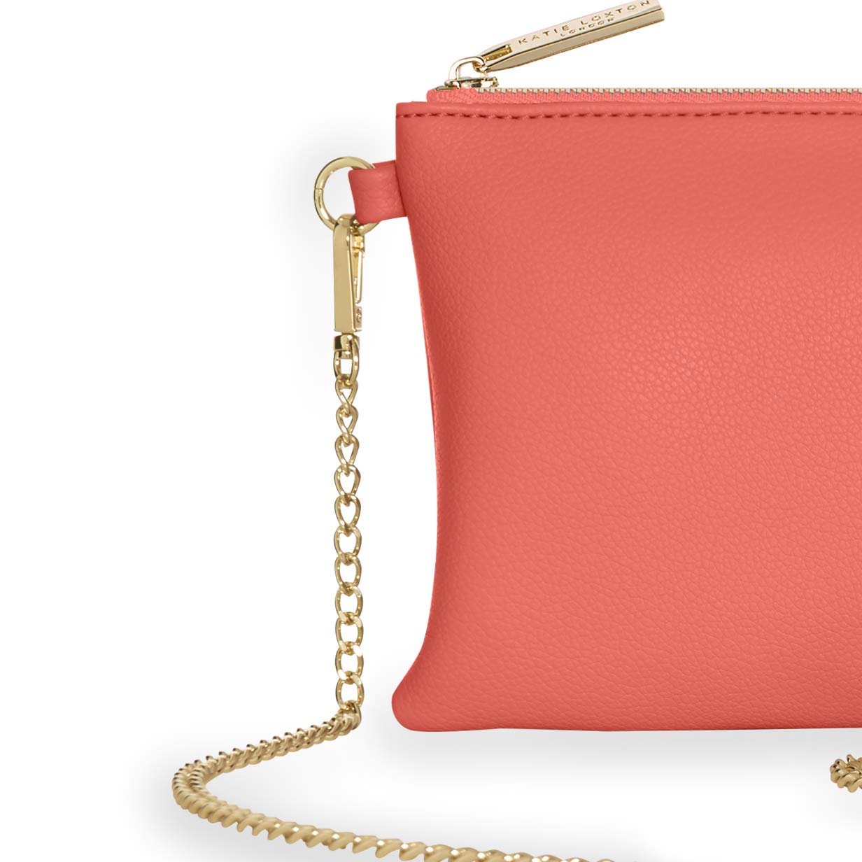 KATIE LOXTON Freya Soft Pebble Women's Vegan Leather Convertible Crossbody Clutch Purse Coral