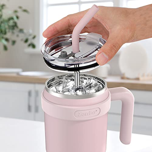 Zenbo 40 oz Tumbler with Handle–Stainless Steel Vacuum Insulated Mug Cup with Handle,Lid and Straw,Keeps Drinks Cold up to 34 Hours – Sweat-Proof Body, Dishwasher Safe