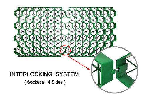 Techno Earth ( 1.9" Depth Permeable Grass Pavers for Your Grass Parking Lots, Access Roads, driveways, fire Lanes, RV and Boat Storage Pads - (Pack of 4-11 Sf) (Green)