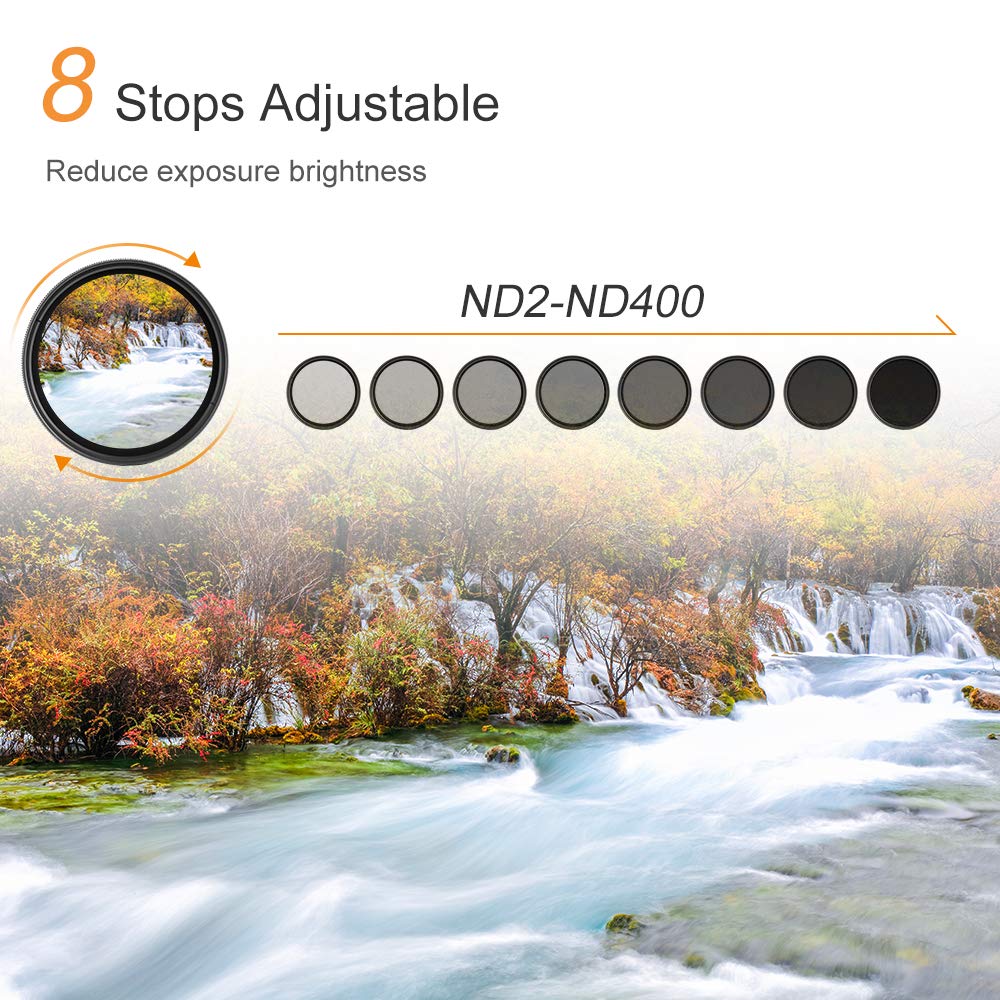 K&F Concept 55mm ND Fader Variable Neutral Density Adjustable ND Filter ND2 to ND400 (55mm ND 2-400)