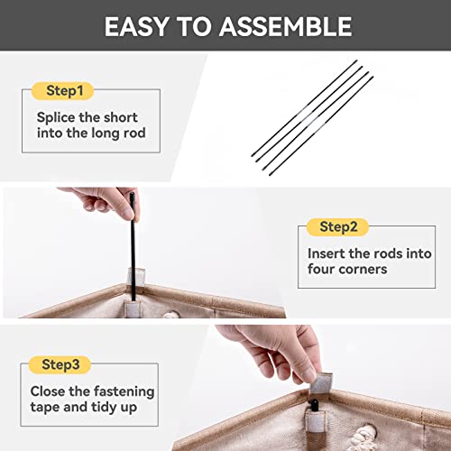 TECHMILLY 72L Large Laundry Hamper with Removable Bag, Collapsible Laundry Basket with Rope Handles, Dirty Clothes Hamper for Bedroom, Living Room, Clothes Toys Organizer, Brown