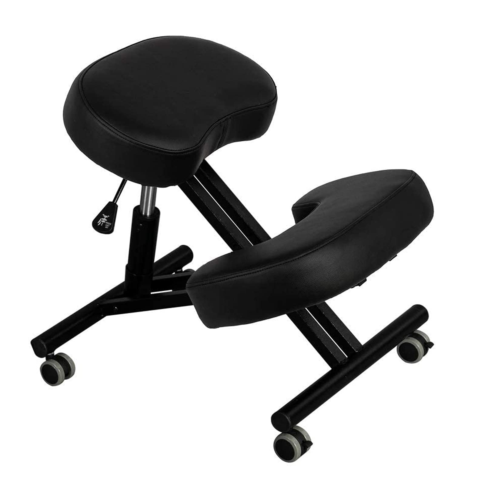 Kneeling Chair Adjustable Stool for Home and Office, Improve Posture, Neck & Back Pain Relief with Thick Comfortable Cushion, Angled Seat, Lockable Casters & Pneumatic Rod Adjustable Height
