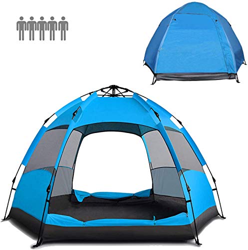 Jinfusi Automatic Waterproof 3-5 Person Outdoor Camping Tent,Large Family Dome Camp Tent (Blue)