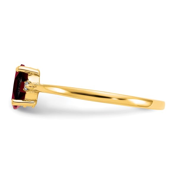 IceCarats 10K Yellow Gold Diamond Red Garnet January Birthstone Ring size 6
