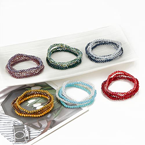 Noessla Beaded Boho Stretch Bracelet Colorful Stackable Crystal Beads Bracelets Trendy Costume Jewelry Mothers Day Gifts for Women (Green)