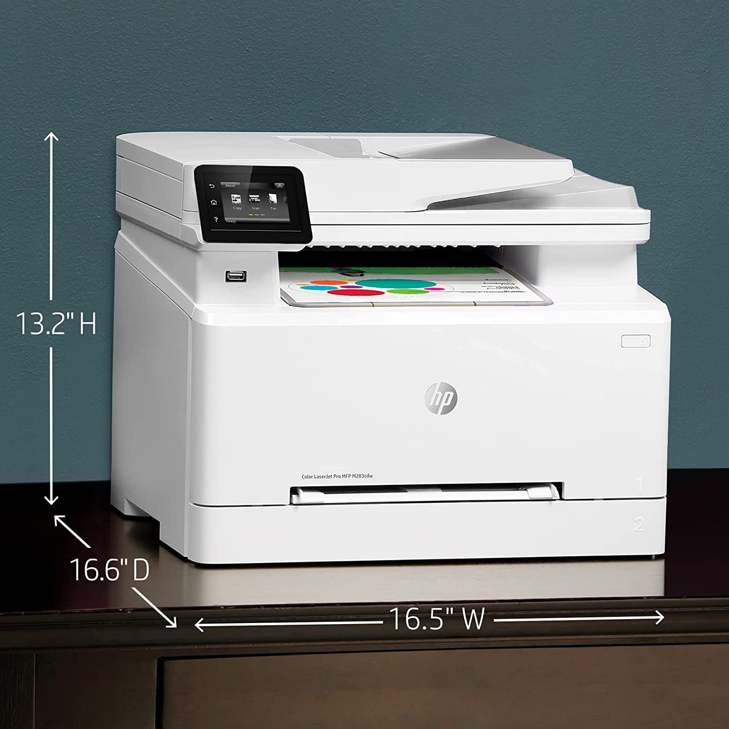 HP Laserjet Pro MFP M283cdw All-in-One Wireless Color Laser Printer- Print Scan Copy Fax - 22 ppm, 600 x 600 dpi, 8.5x14”, 50-Sheet ADF, Auto Duplex Printing, Etherne - WULIC Printer Cable
