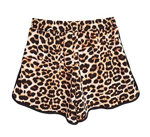 Kafeimali Women's Fashion Summer Leopard Beach Shorts Casual Short Pants (M)