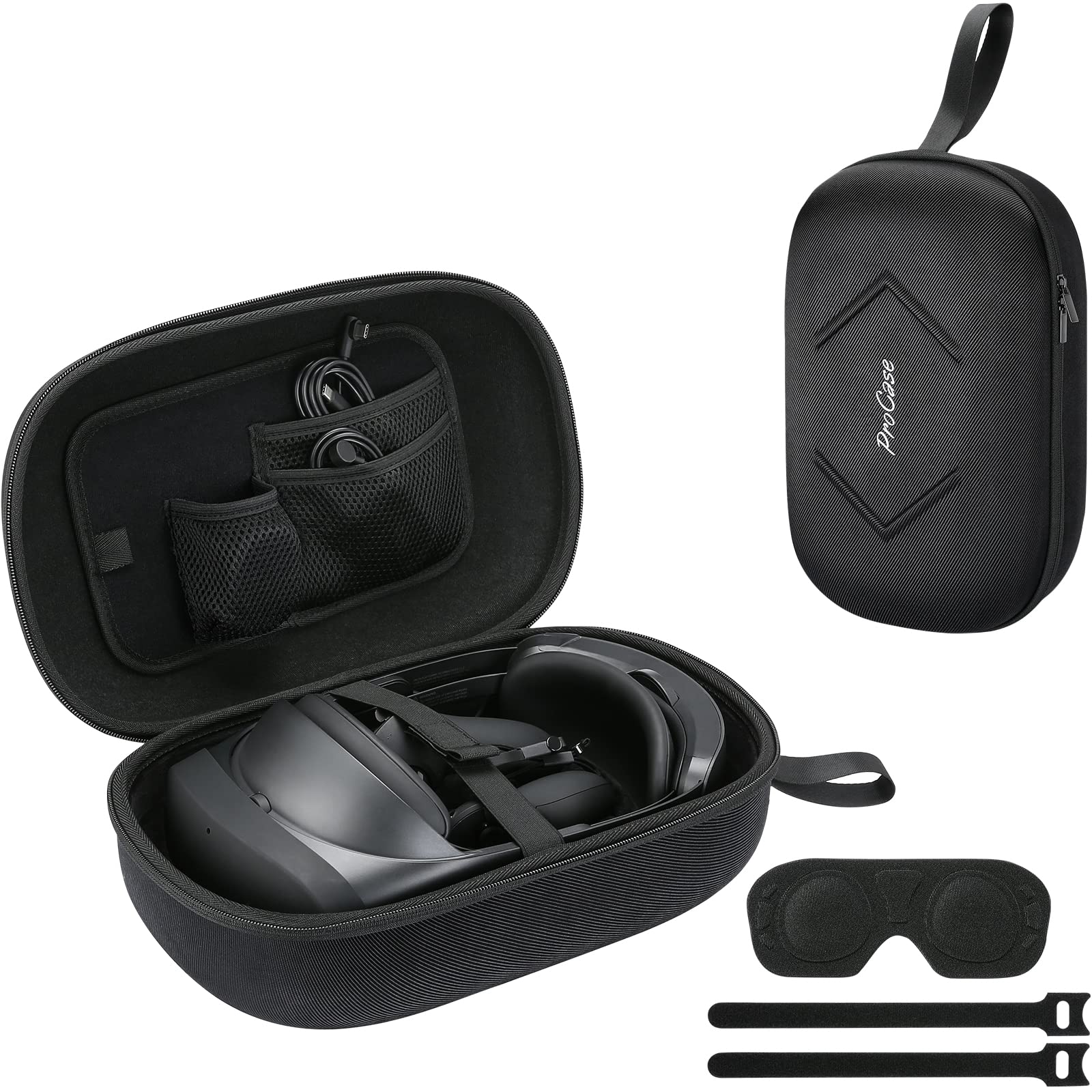 ProCase Hard Travel Carrying Case Compatible with Meta/Oculus Quest Pro/Quest 3, Protective Large Storage Organizer for VR Gaming Headset, Controllers, Charging Dock, Adapter and Accessories -Black