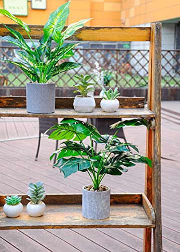 WUKOKU 2pcs Fake Plants 16" Faux Plants Artificial Potted Plants Indoor for Home Office Farmhouse Kitchen Bathroom Table Shelf Decor