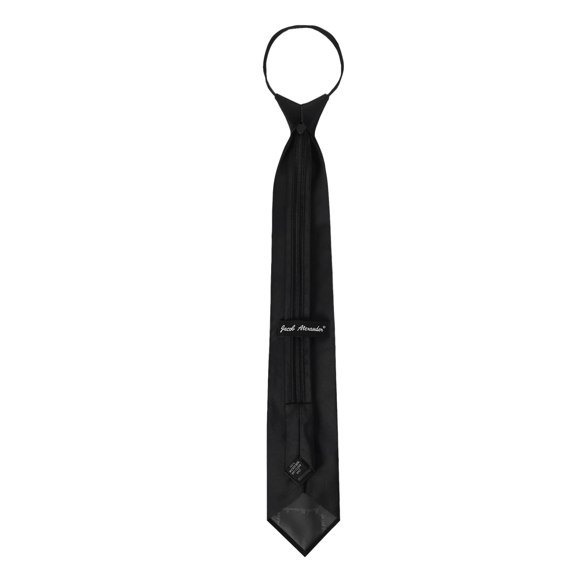 Jacob Alexander Men's Pretied Solid Color Zipper Tie - Black