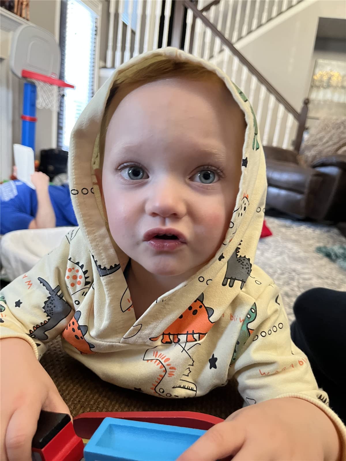 Infant Baby Boy Clothes Dinosaur Print Hoodie Tops + Pants Sweatsuit Outfits (12-18 Months) Light Yellow