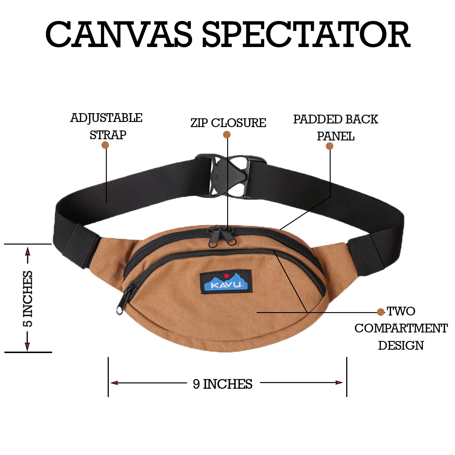 KAVU Canvas Spectator Belt Bag Hip Fanny Pack - Dune