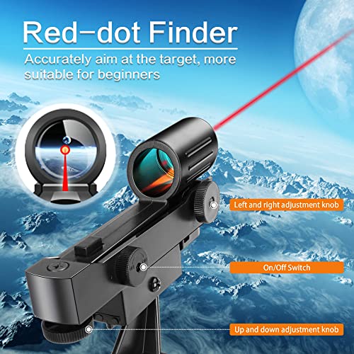 Telescope for Kids&Adults Astronomy Beginners, German Technology AZ Mount Astronomical Refracting Telescope, 70mm Apterure 500mm Focal Length(20X-150X),with Red-dot finder&Phone Adapter&Waterproof Bag