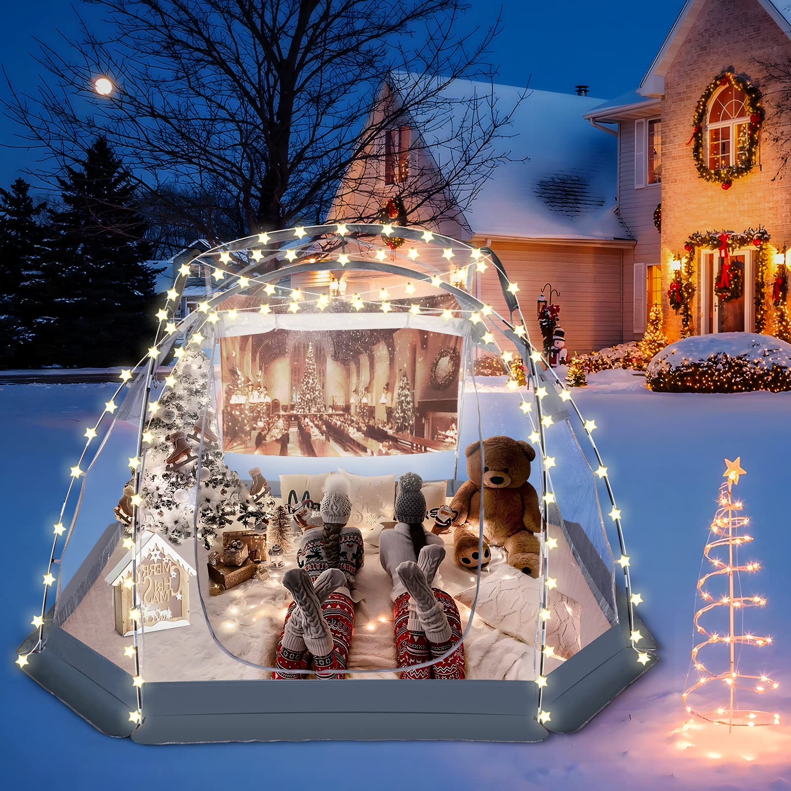 Outdoor Bubble Tent 10x10Ft Clear Tents Bubble for Backyard,5-6Person Large Whetherproof Screen House Winter Tents for Camping,Picnic