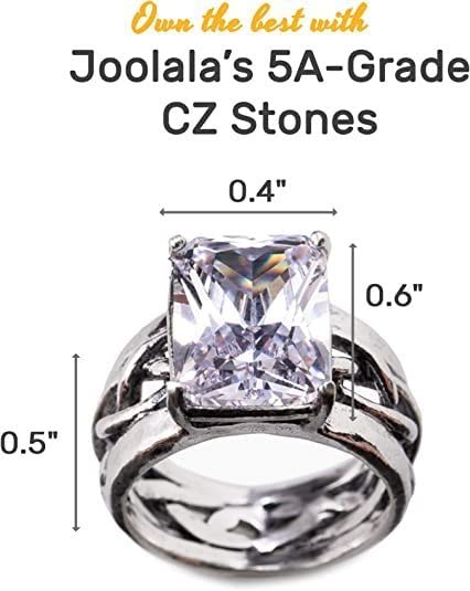 Joolala Cubic zirconia Sterling Silver Women's Ring - 925 Silver Ring for Woman - Faceted Cubic zirconia Cut, Prongs Setting, Anniversary Engagement Ring (9)