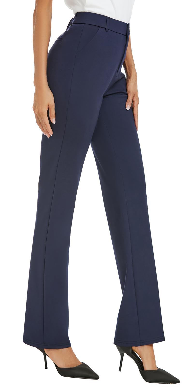 iChosy Women's Stretchy Straight Leg Dress Work Pants Business Office Casual Slacks with Pockets Navy32 0