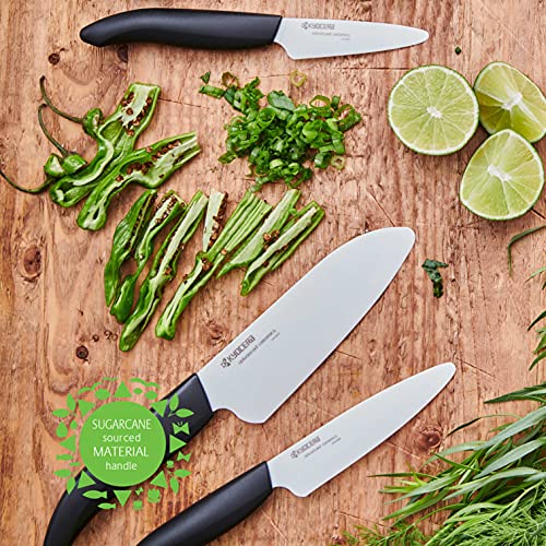 Kyocera Ceramic 4.5" Utility Knife w/ Sugarcane Sourced Material Handle, Black,White
