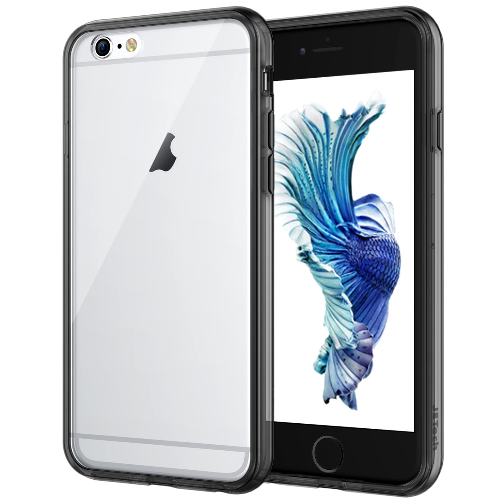 JETech Case for iPhone 6 Plus and iPhone 6s Plus 5.5-Inch, Non-Yellowing Shockproof Phone Bumper Cover, Anti-Scratch Clear Back (Gray)