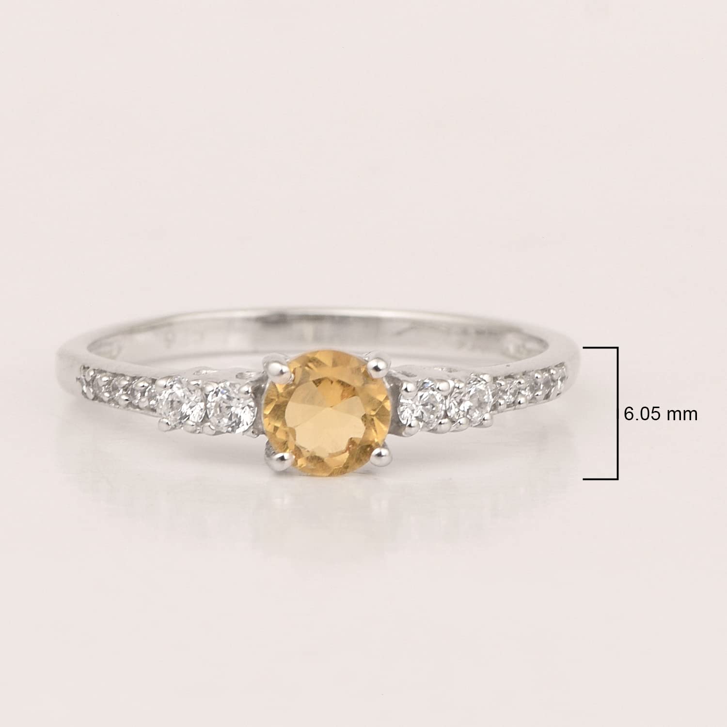 Natural 5 MM Round Birthstone Gemstone 925 Sterling Silver Women Engagement Cluster Ring (Blue Topaz, 7)