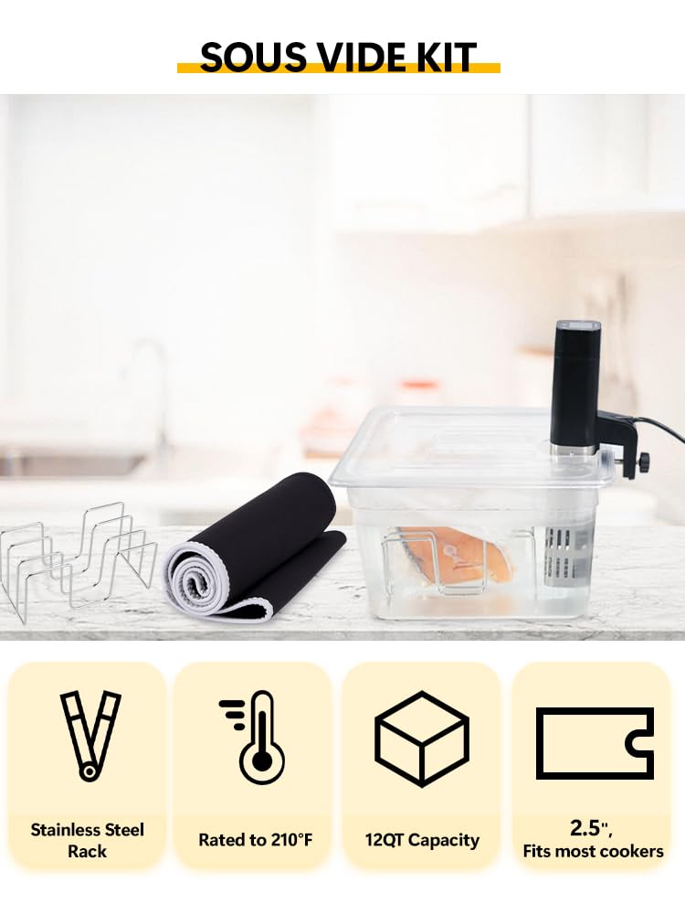 KURSINNA 1000W Sous Vide Machine and 85kPa Vacuum Sealer Machine and 12Qt Container Kit Combo Pack, Immersion Sous Vide Cooker Circulator with Food Save Vacuum Sealing System