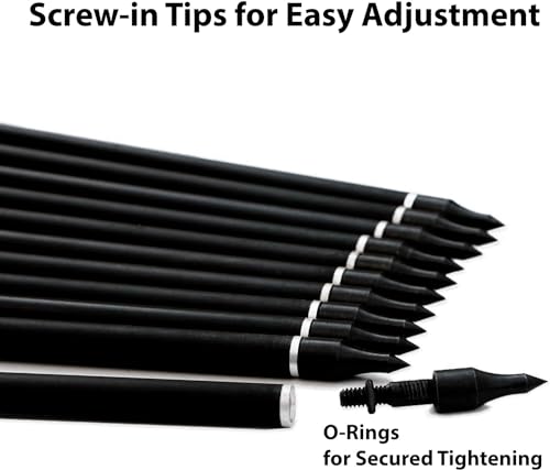 KESHES Archery Carbon Arrows for Compound & Recurve Bows - 30 inch Youth Kids and Adult Target Practice Bow Arrow - Removable Nock & Tips Points (12 Pack)