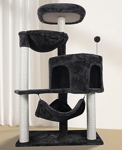 YUNIQUE Newest Cat Tree with Cat Condo and Big Hammock,Darkgrey