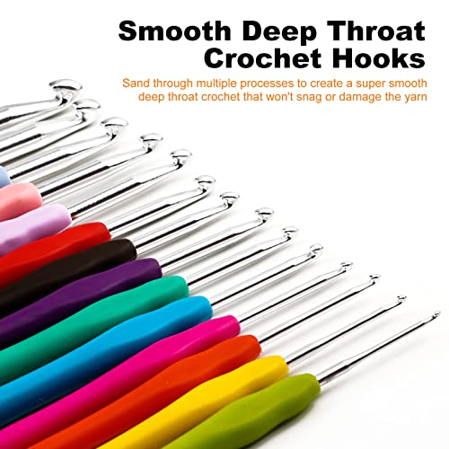KOKNIT Extra Long Crochet Needles Set, Included Stitch Markers & Scissor & Large Eye Blunt Needles, Crochet DIY Kit in Beautiful Silver Color Case