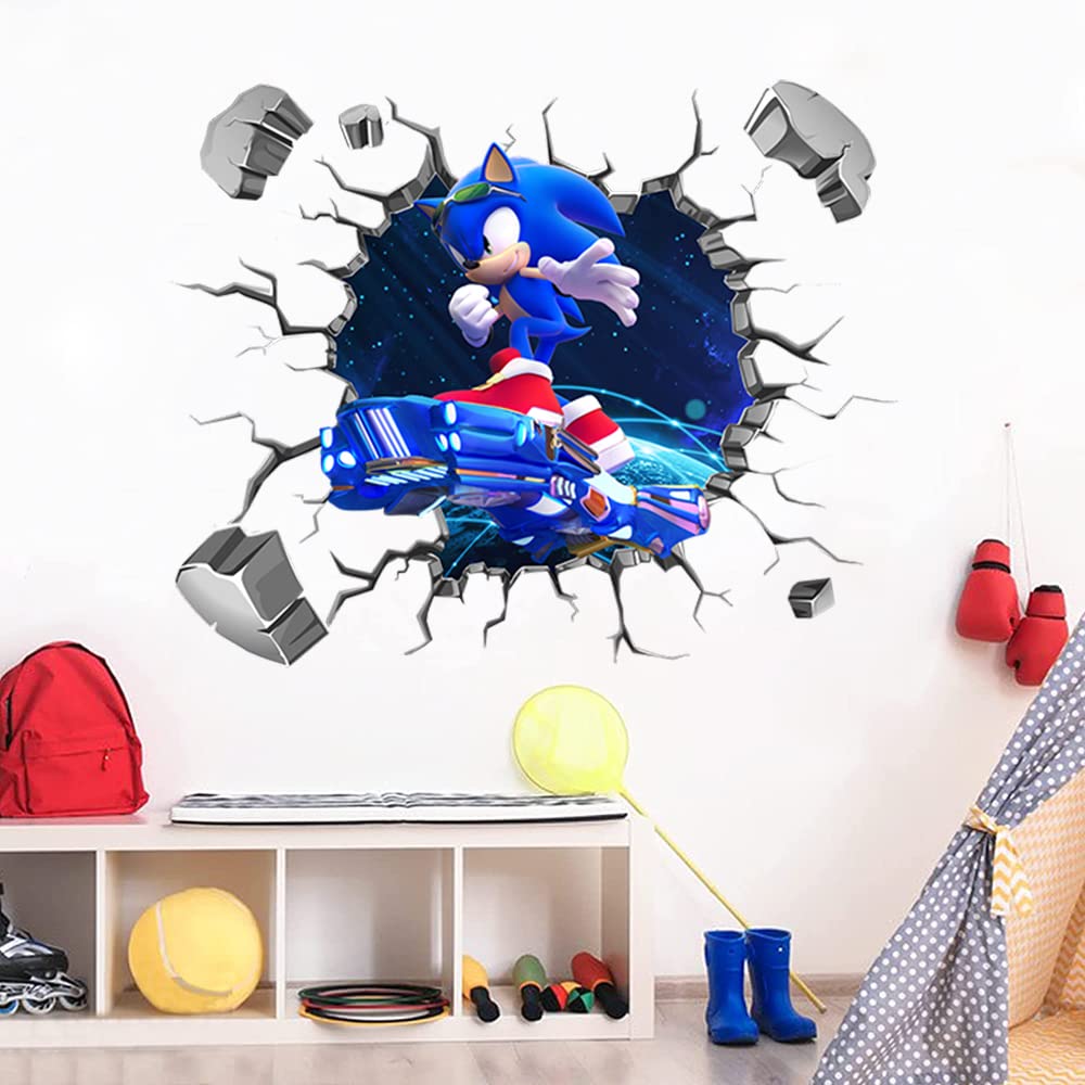 Sonic Wall Stickers Children's Room Living Room Décor 3D Cartoon Game PVC Stickers (P0432)