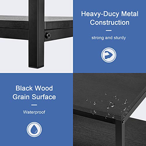 YSSOA Black 2-Tier Coffee Table with Shelf for Living Room and Office, 19.75D x 31.5W x 16.75H in