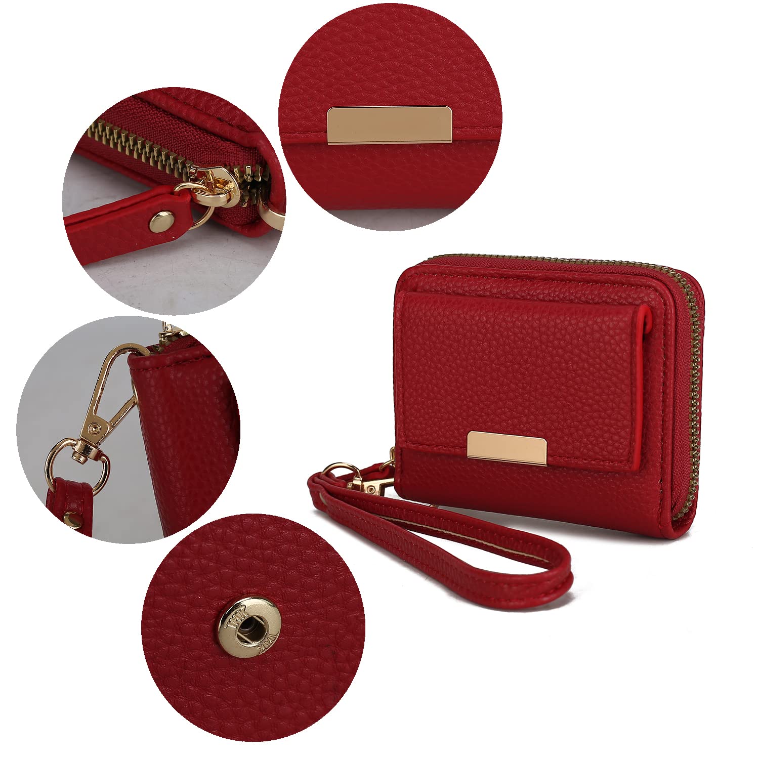 MKF Wristlet Wallet for Women, Multi Card Slots – PU Leather Bag Purse – Lady Fashion Clutch Handbag Removable Strap