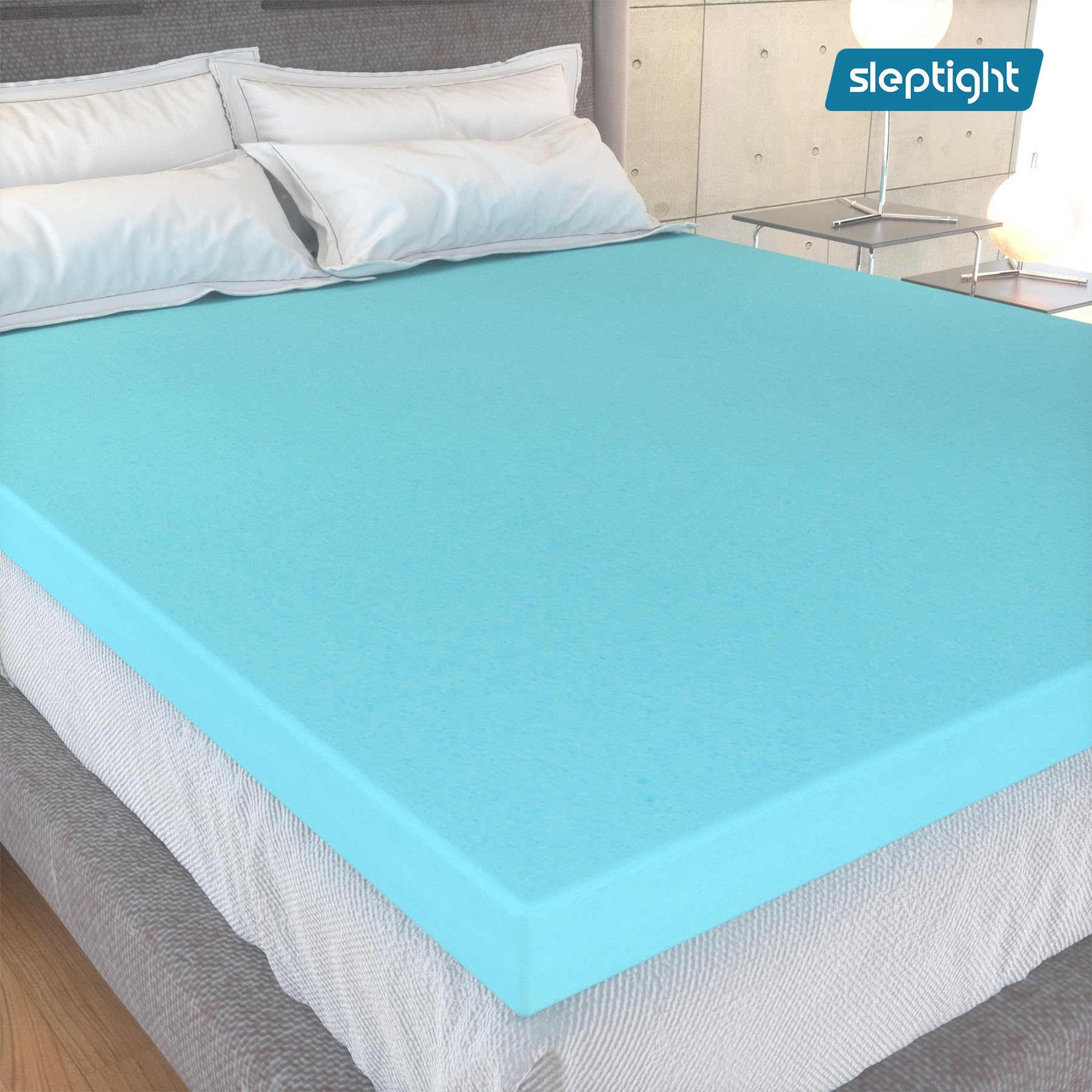 Sleptight 3 inches Hospital Size Mattress Topper in a Box,Bed Topper for Pressure Relief ,CertiPUR-US Certified 72 * 33 * 3 inches Mattress Pads Blue