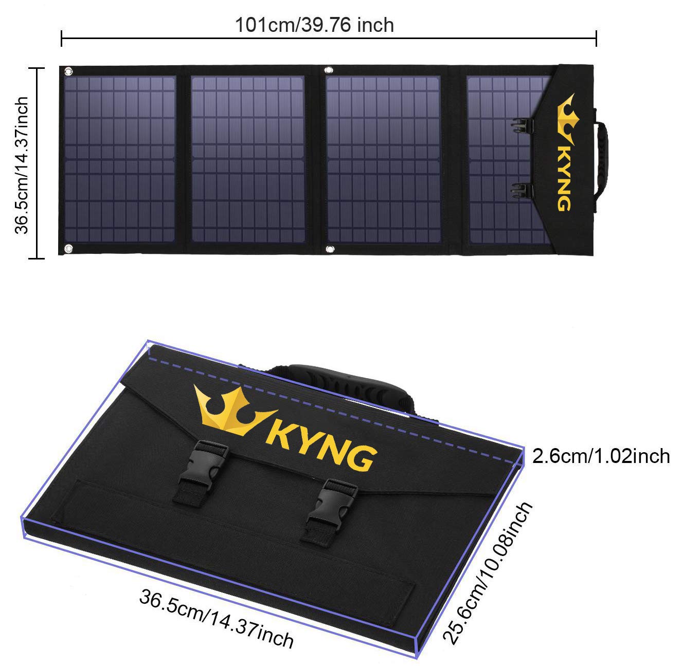 KYNG 120W Solar Panel Charger Portable Solar Panel 120 Watts Foldable Solar, Waterproof, RV Solar Kit, Camping, Fast Charging 18V with 3 USB Ports Charge Any Device