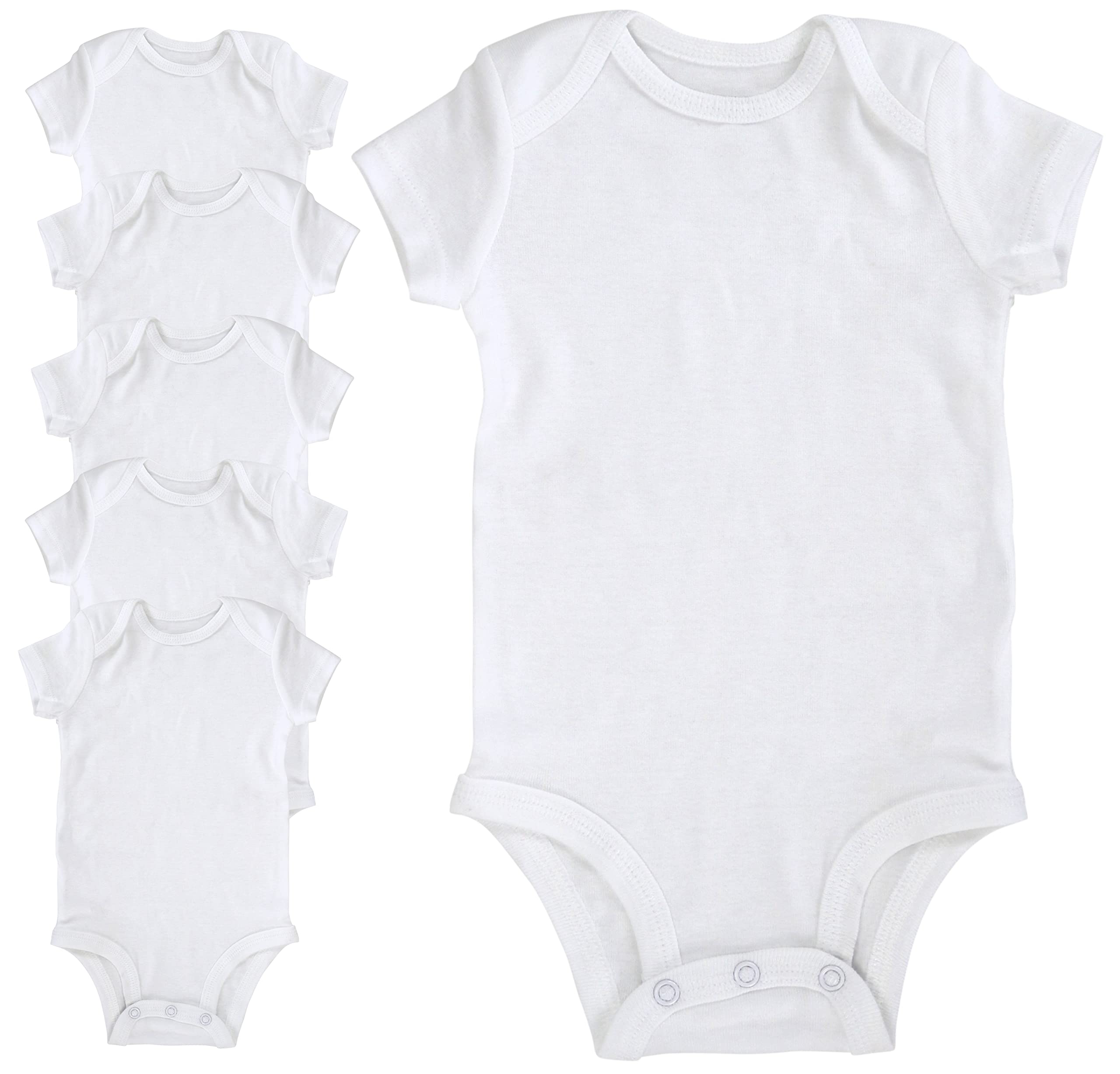 Iconikal Unisex Baby Short Sleeve Bodysuit, 3 Months, White, 6-Pack
